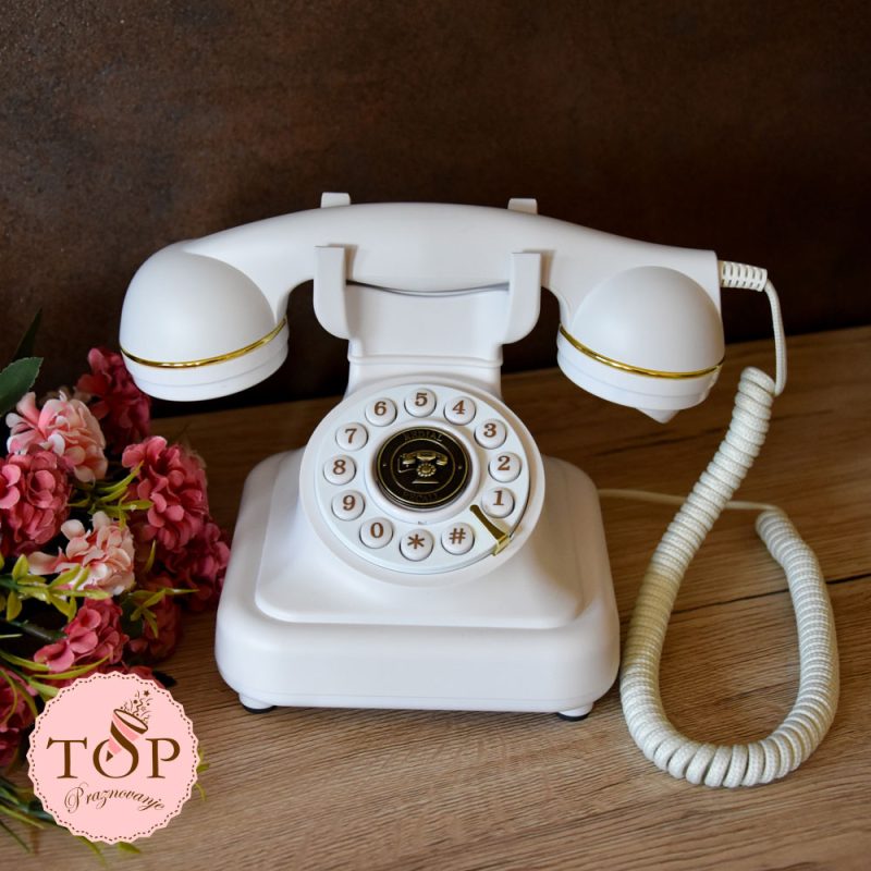 Zvočna knjiga gostov - Retro telefon (bel) | Izposoja TopPraznovanje
